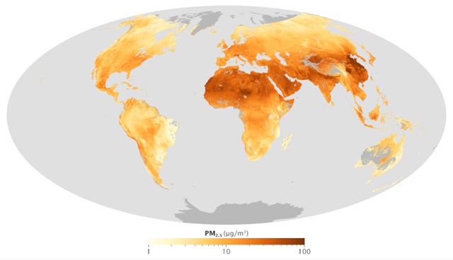 Graph of the Day: Global Distribution of Fine Aerosol Particles, 2001 ...